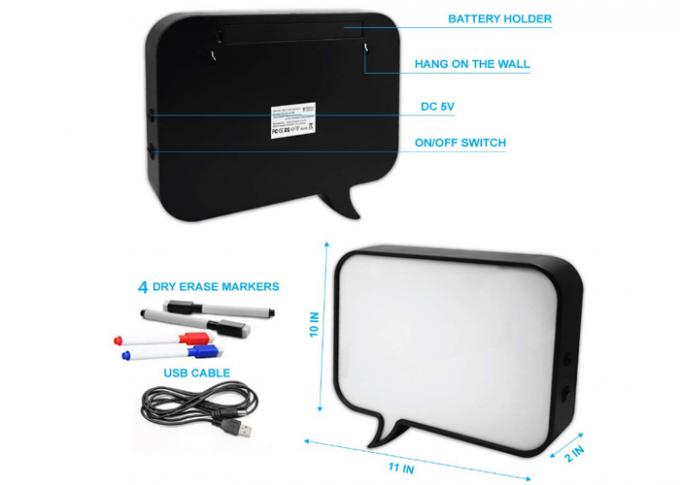12 White Acrylic LED Light Box Square Speech Bubble Lightbox With USB Cable